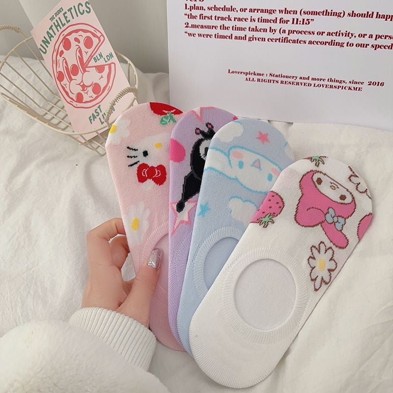 Kawaii Sanrio Hello Kitty Sock Cute Cartoon My Melody Cinnamoroll Girls ...