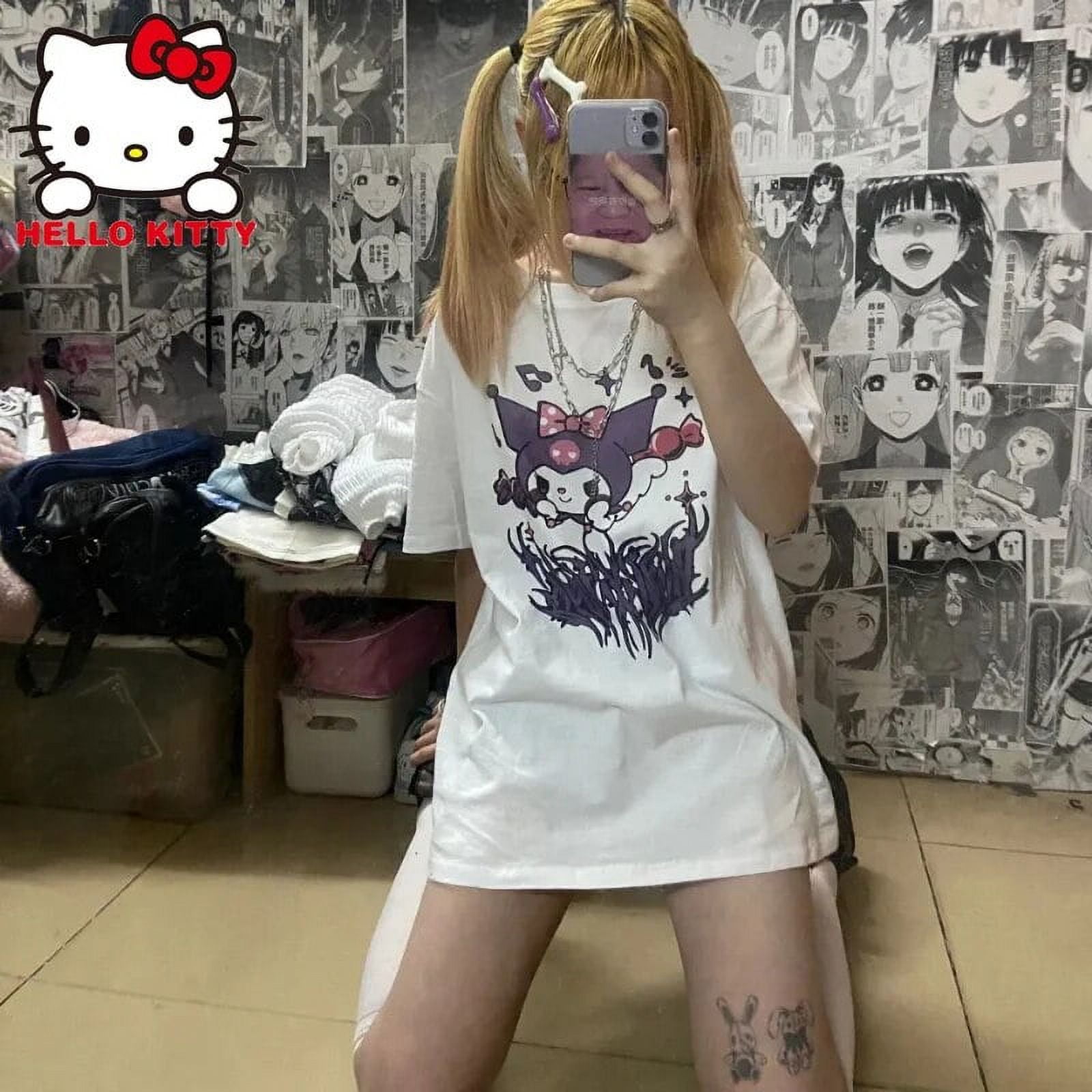 Kawaii Sanrio Hello Kitty T-Shirts Cartoon Cinnamoroll Anime Kuromi ...