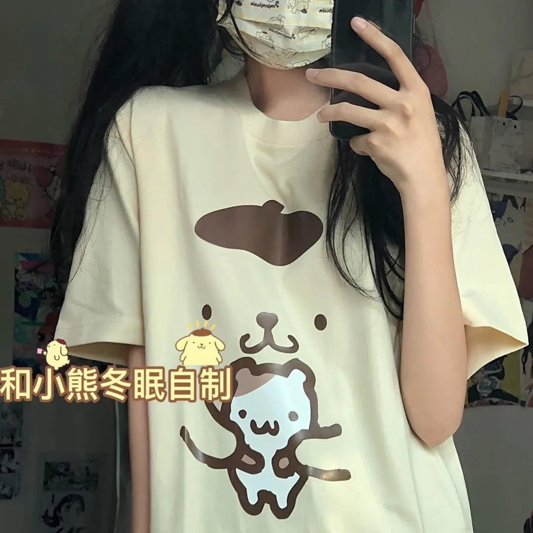 Kawaii Sanrio Hello Kitty T-Shirts Cartoon Cinnamoroll Anime Kuromi ...