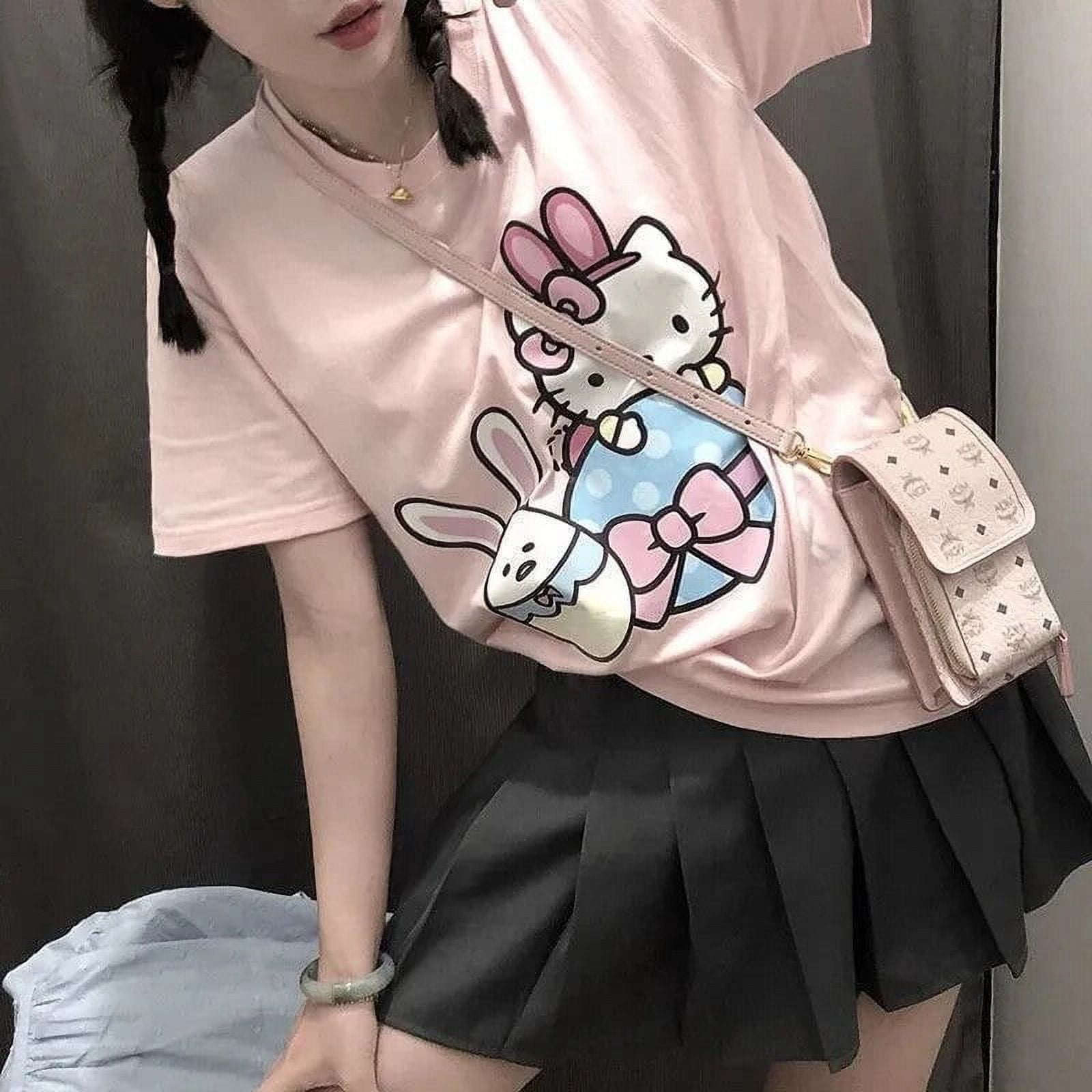 Kawaii Sanrio Hello Kitty T-Shirts Cartoon Cinnamoroll Anime Kuromi ...