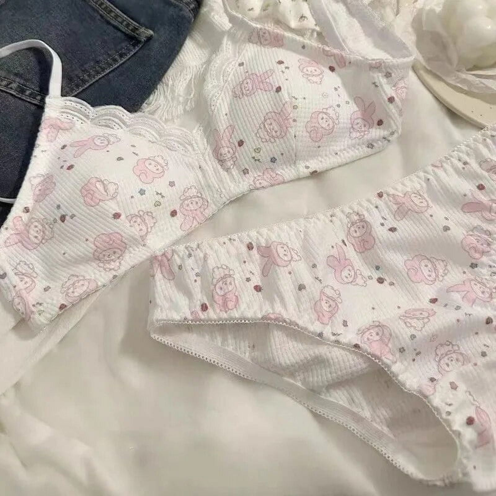 Kawaii Sanrio Hello Kitty Underwear Women New Cartoon Anime Bra Panties ...