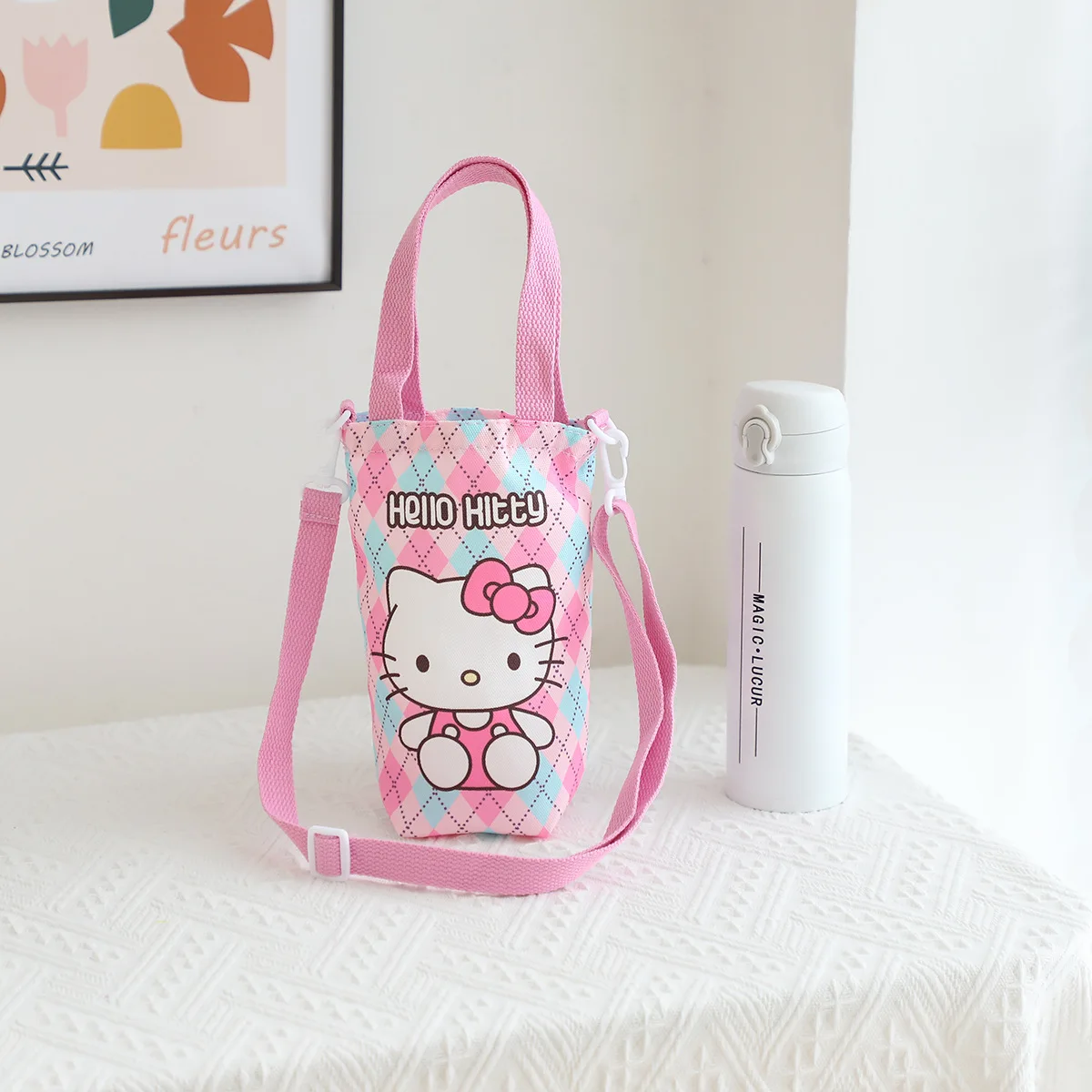 Kawaii Sanrio Hello Kitty Water Bottle Bag Cute Anime Figure Kuromi ...