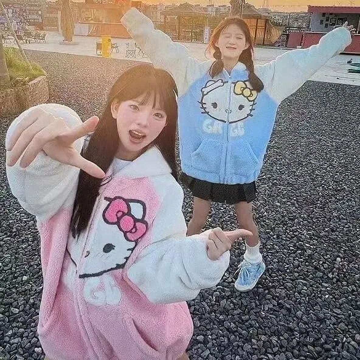 Kawaii Sanrio Hello Kitty Women‘s Hooded Jacket Anime Preppy Look ...