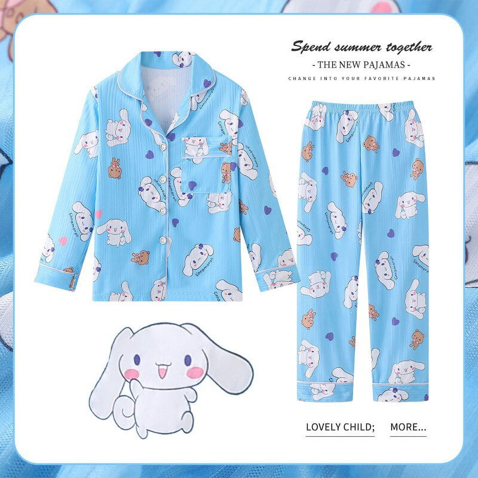 Kawaii Sanrio Hello Kitty Y2k Long Sleeve Pajamas Anime Cinnamoroll My ...