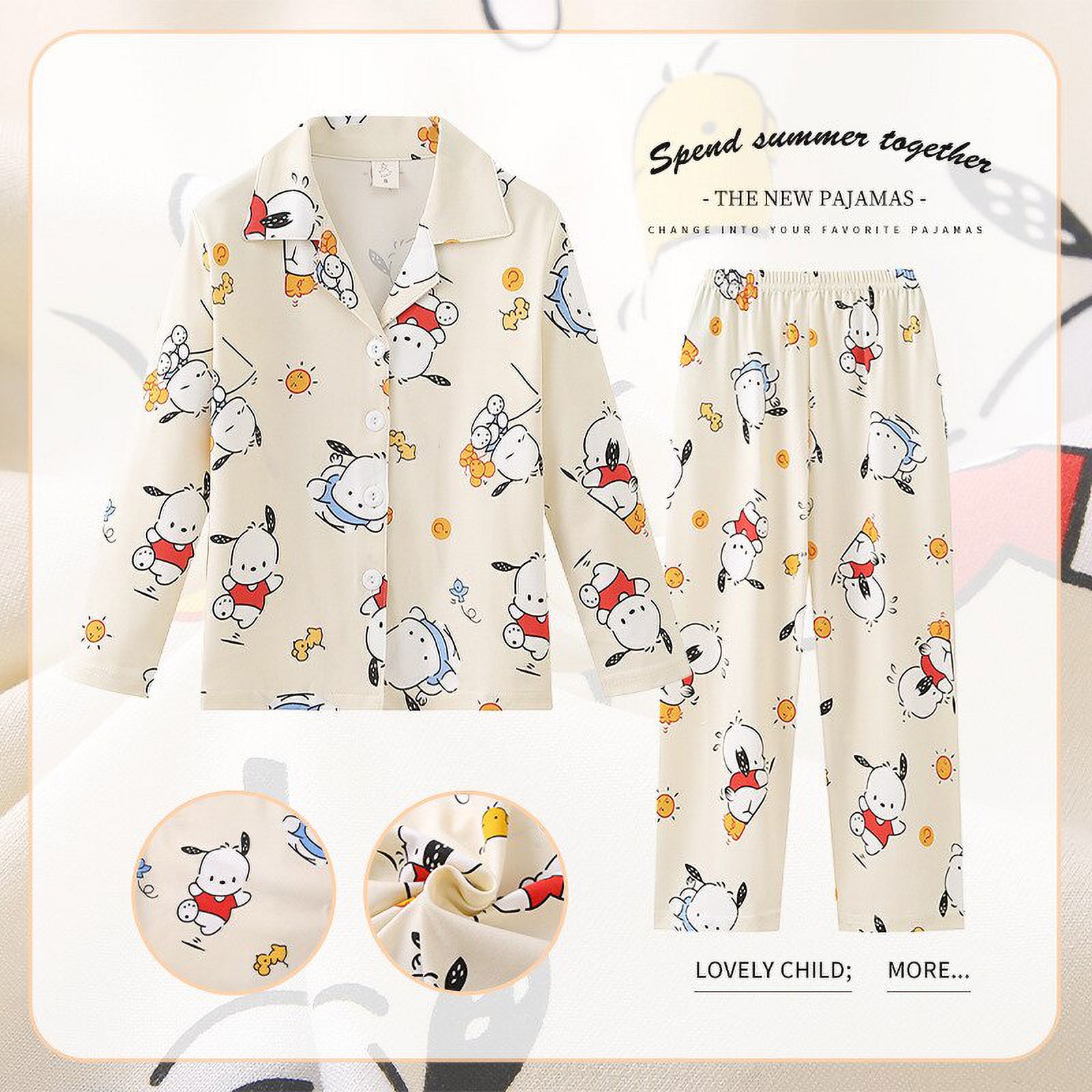 Kawaii Sanrio Hello Kitty Y2k Long Sleeve Pajamas Anime Cinnamoroll My ...