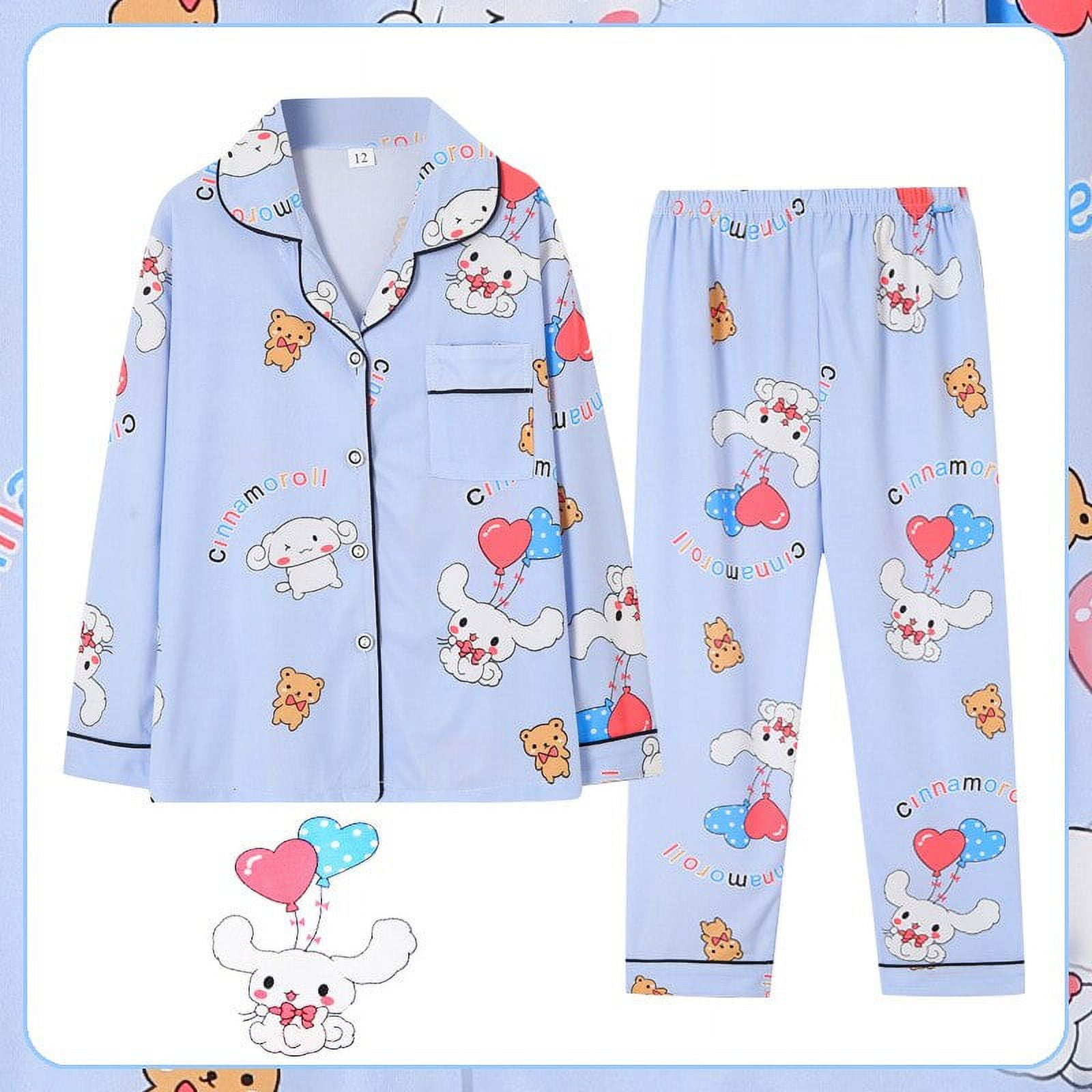 Kawaii Sanrio Hello Kitty Y2k Long Sleeve Pajamas Anime Cinnamoroll My ...