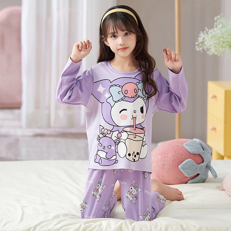 Kawaii Sanrio Hello Kitty Y2k Long Sleeve Pajamas Anime Cinnamoroll My ...