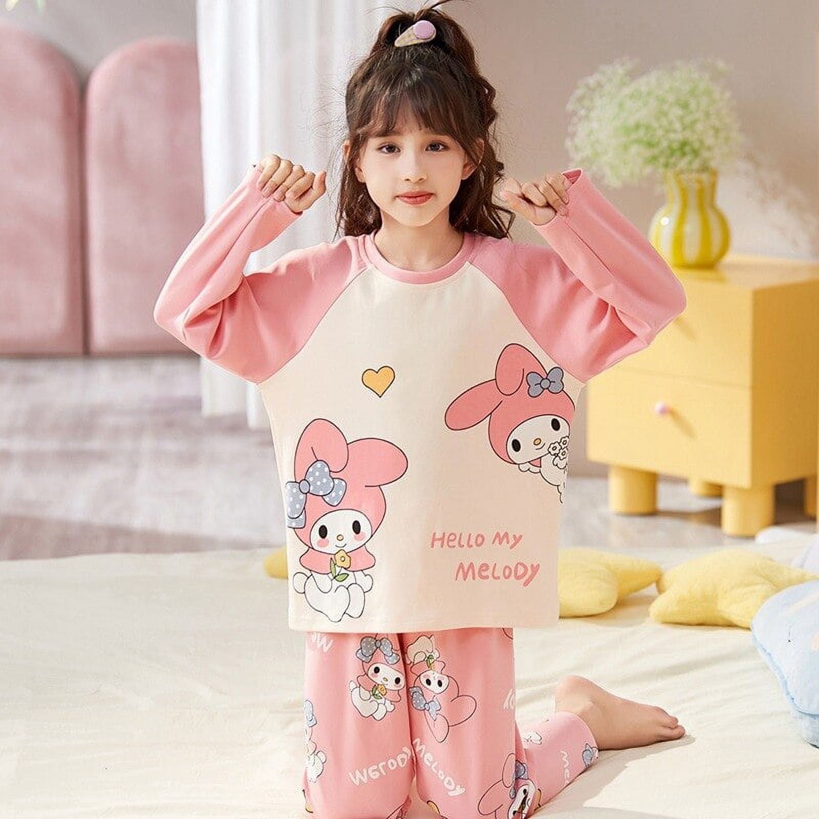 Kawaii Sanrio Hello Kitty Y2k Long Sleeve Pajamas Anime Cinnamoroll My ...