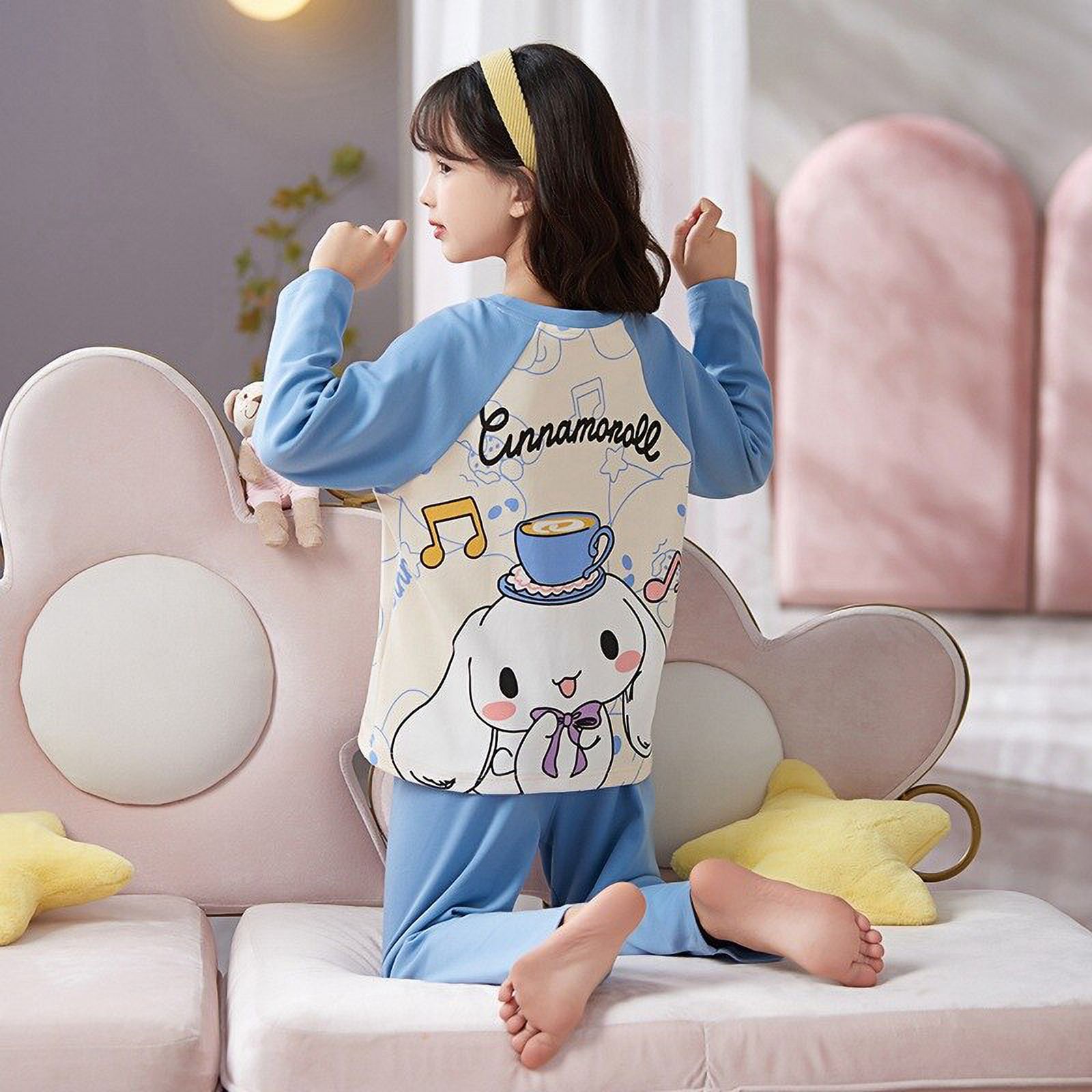 Kawaii Sanrio Hello Kitty Y2k Long Sleeve Pajamas Anime Cinnamoroll My ...