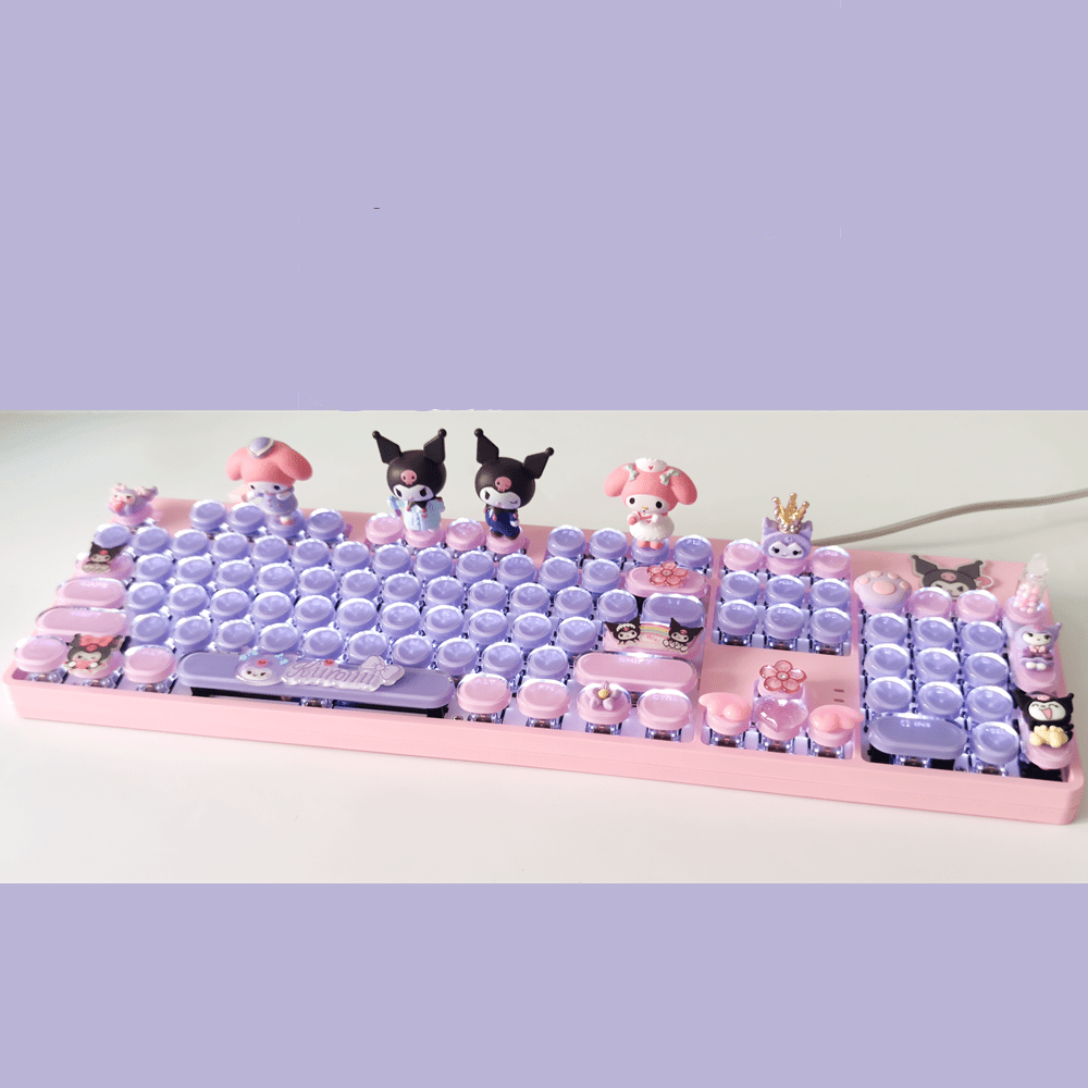 Kawaii Sanrio Kuromi Bluetooth Keyboard Typewriter Dot Brown Red Black ...