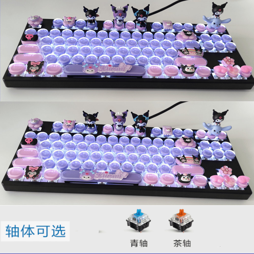 Kawaii Sanrio Kuromi Bluetooth Keyboard Typewriter Dot Brown Red Black ...