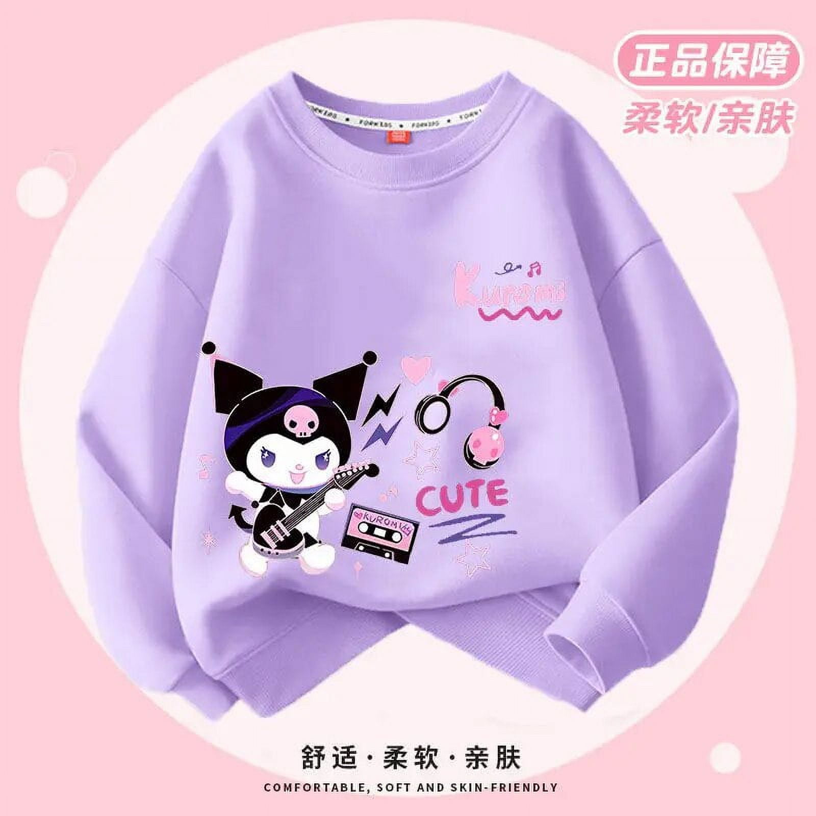 Kawaii Sanrio Kuromi Cartoon Boy Round Neck Sweater Comfortable Casual ...