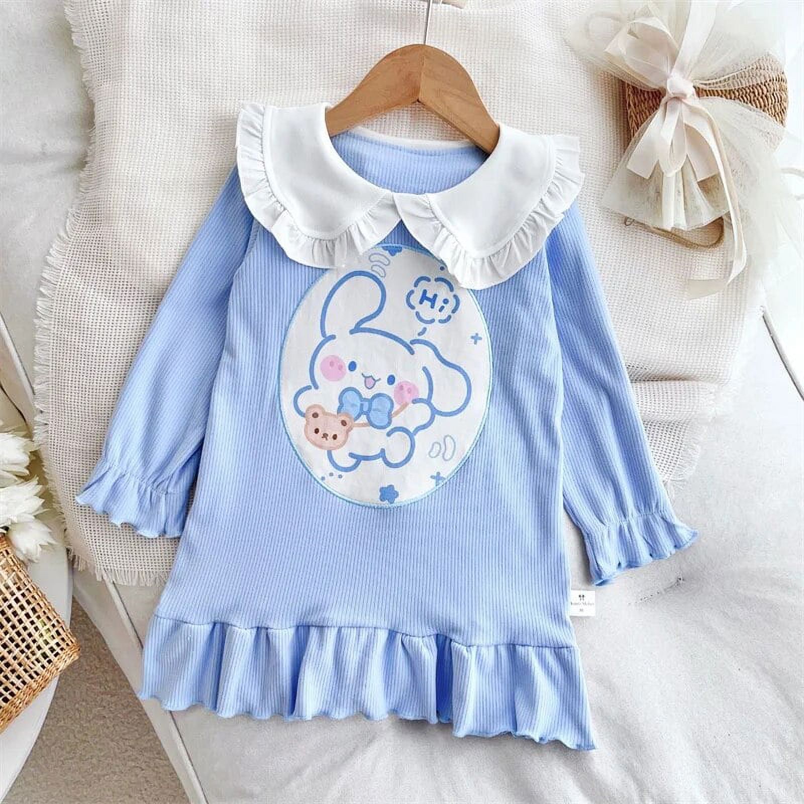 Kawaii Sanrio Kuromi Cinnamoroll Dresses Autumn New Long Sleeve Ruffled ...