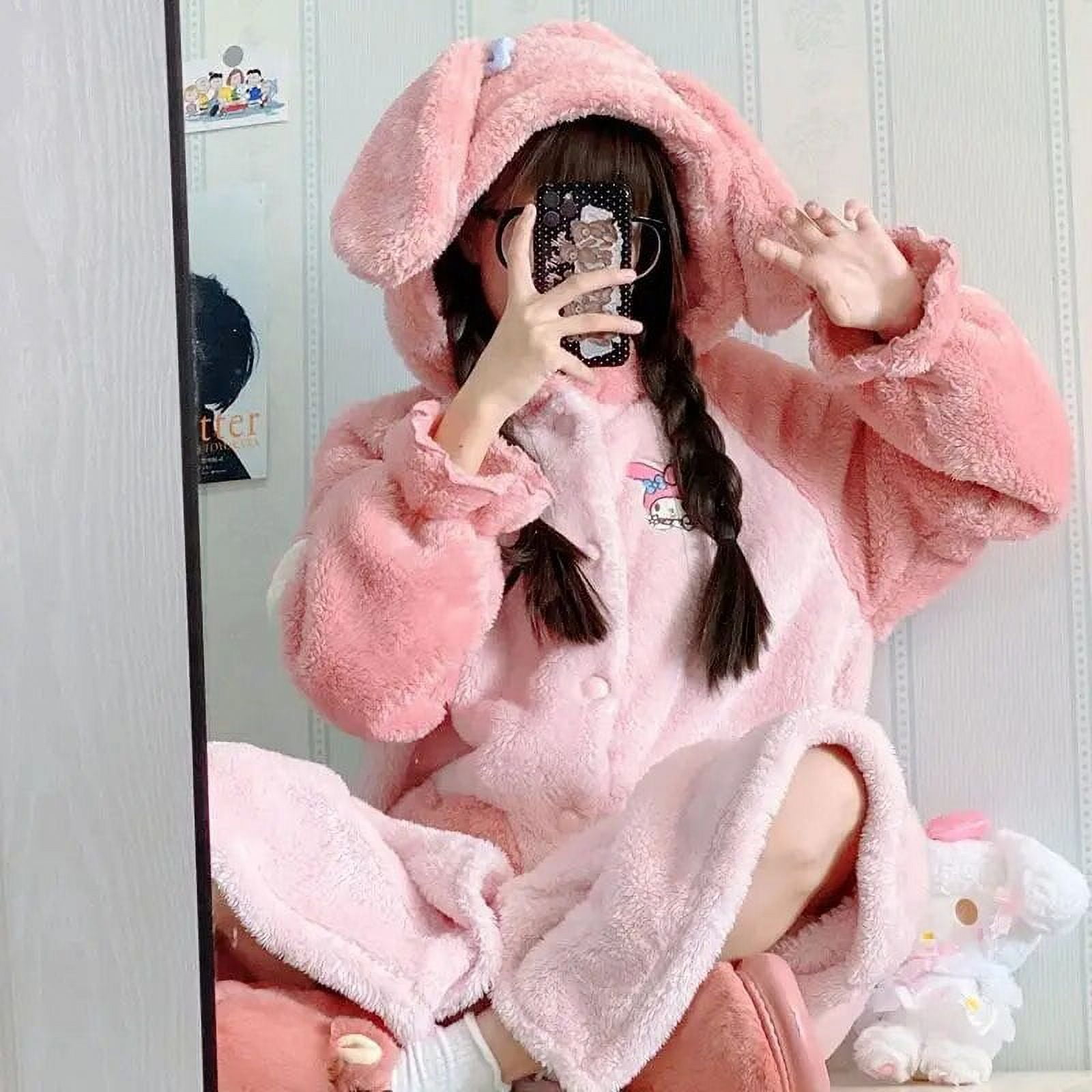 Kawaii Sanrio Kuromi Cinnamoroll My Melody Plush Loungewear Women's ...