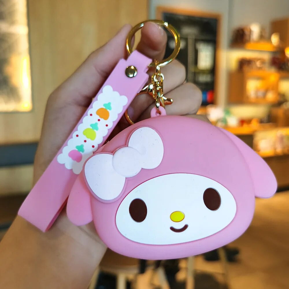 Kawaii Sanrio Kuromi Hello Kitty Cinnamoroll Keychain Silicone Coin ...