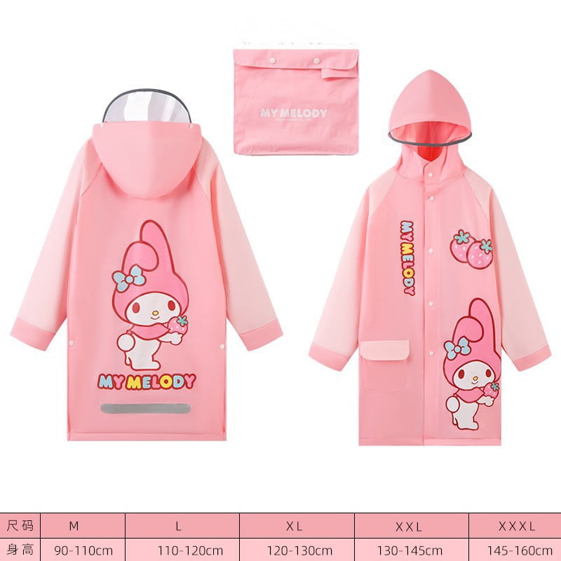 Kawaii Sanrio Kuromi My Melody Hello Kitty Child Raincoat Reflective ...