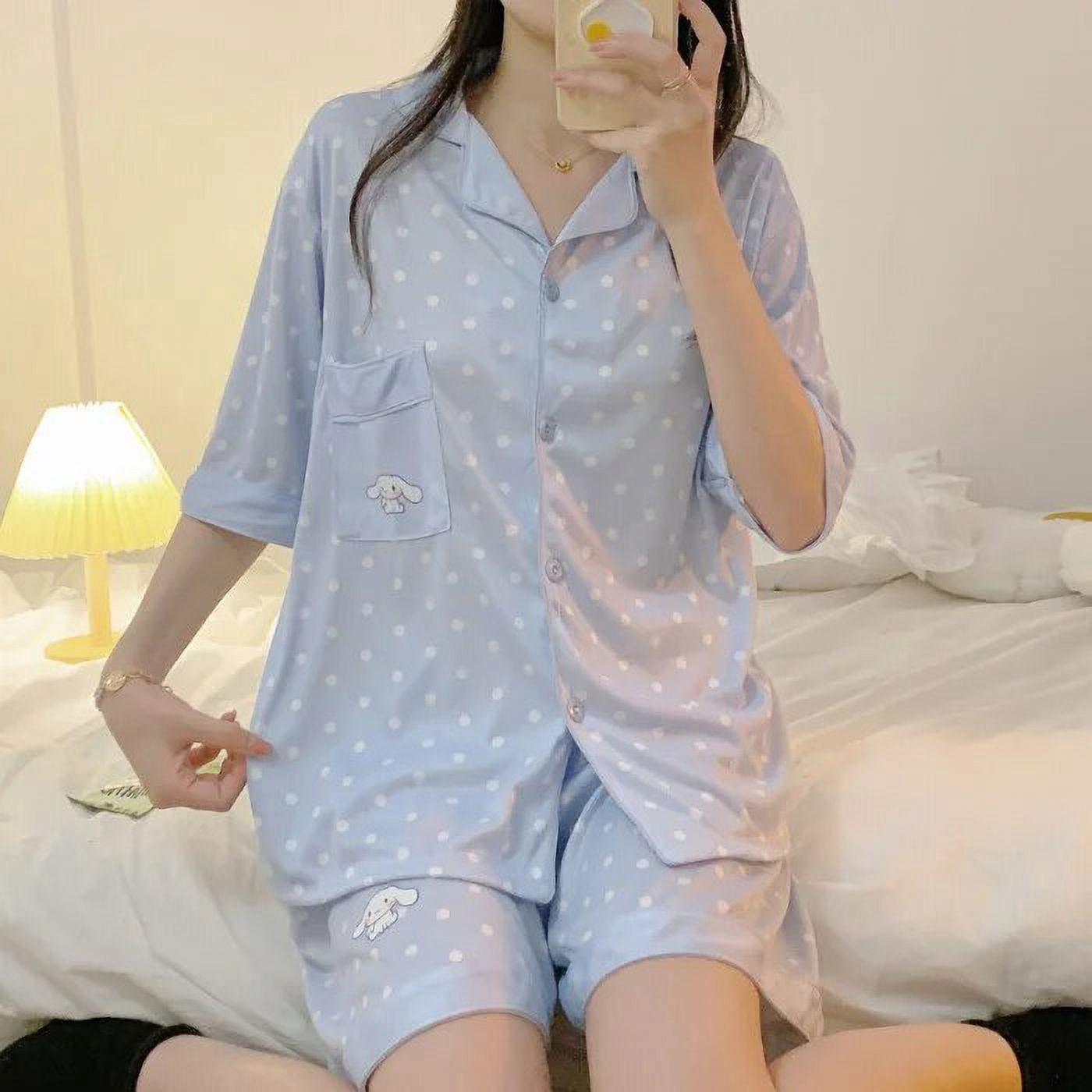 Kawaii Sanrio Kuromi Pajamas Women My Melody Cinnamoroll Short Sleeve ...