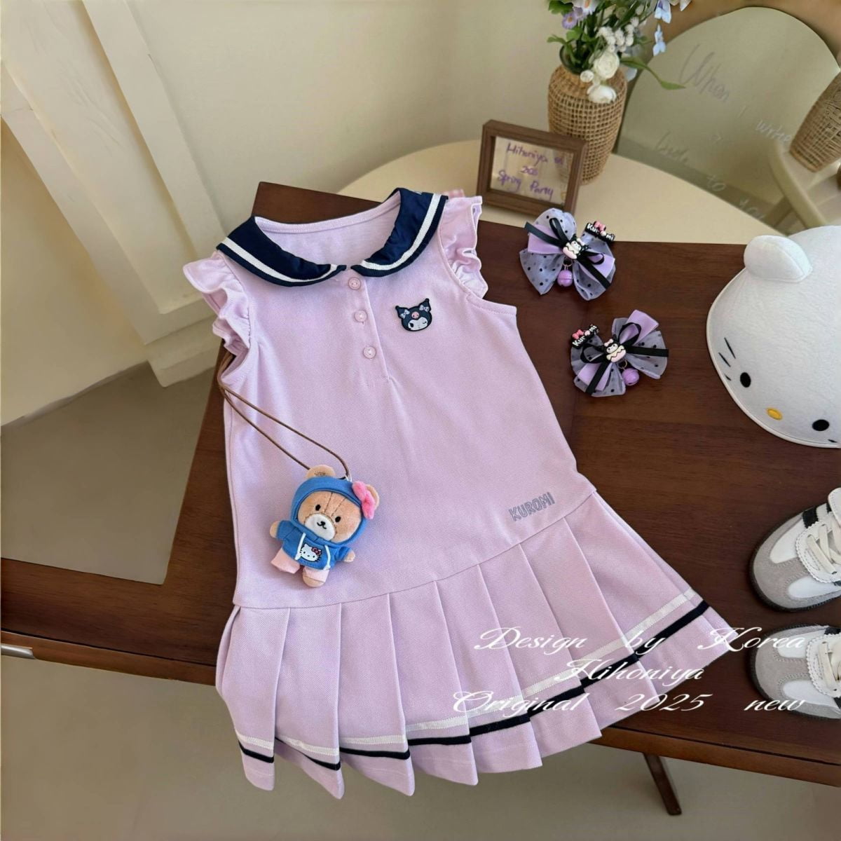 Kawaii Sanrio Kuromi Spring Outfit Anime Cartoon Cute Pleated Skirt ...