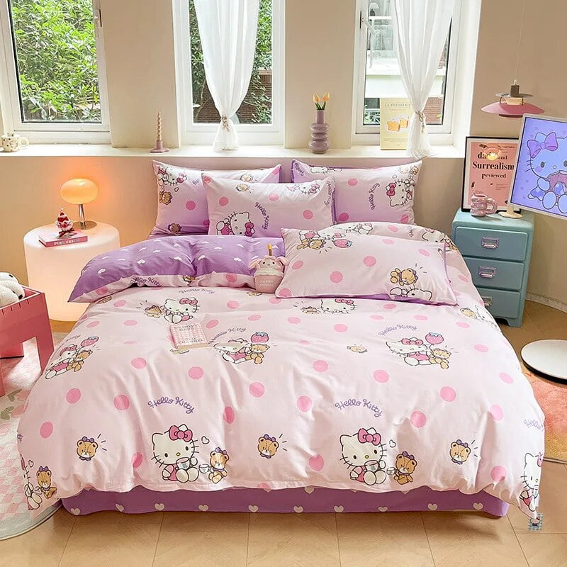 Kawaii Sanrio Melody Bedding Set Quilt Hello Kitty Duvet Cover