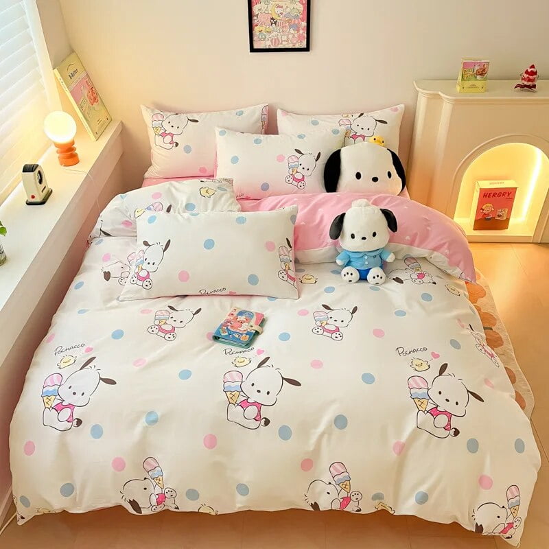 Kawaii Sanrio Melody Bedding Set Quilt Hello Kitty Duvet Cover
