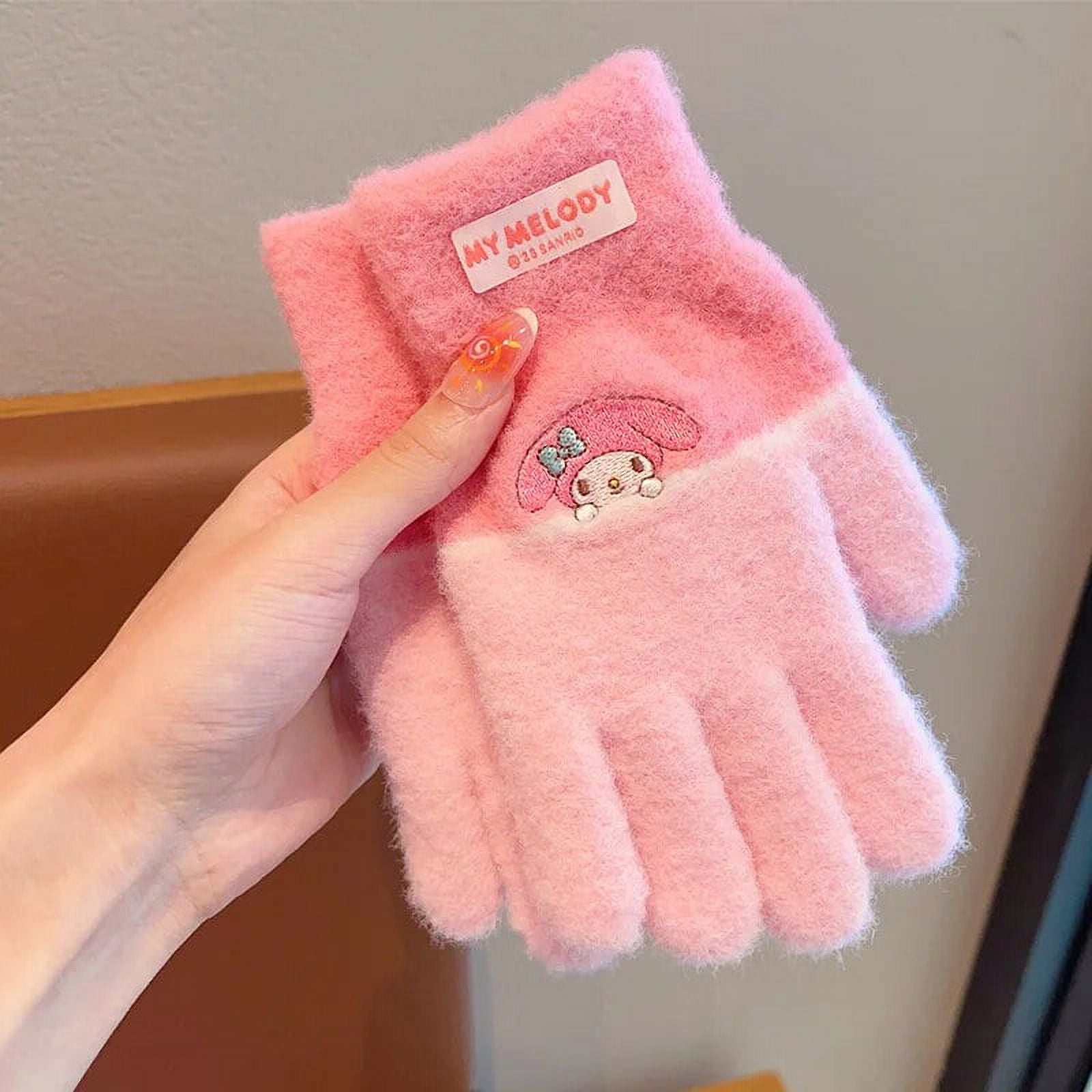 Kawaii Sanrio Plush Gloves Hellokitty Kuromi My Melody Cold-Proof ...