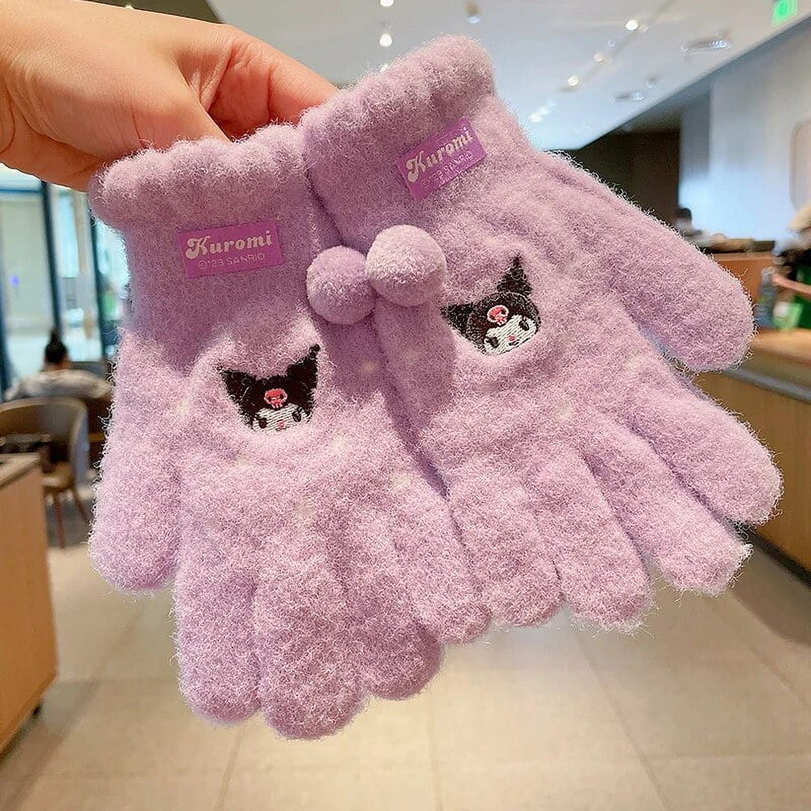Kawaii Sanrio Plush Gloves Hellokitty Kuromi My Melody Cold-Proof ...