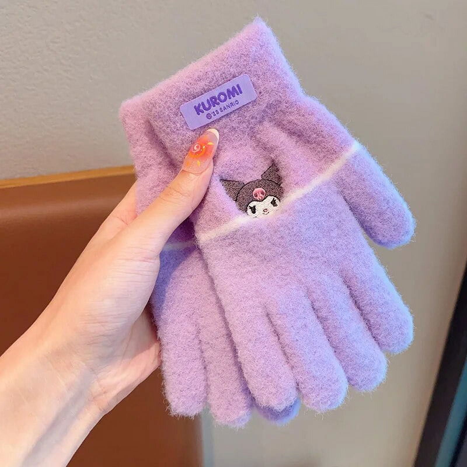 Kawaii Sanrio Plush Gloves Hellokitty Kuromi My Melody Cold-Proof ...