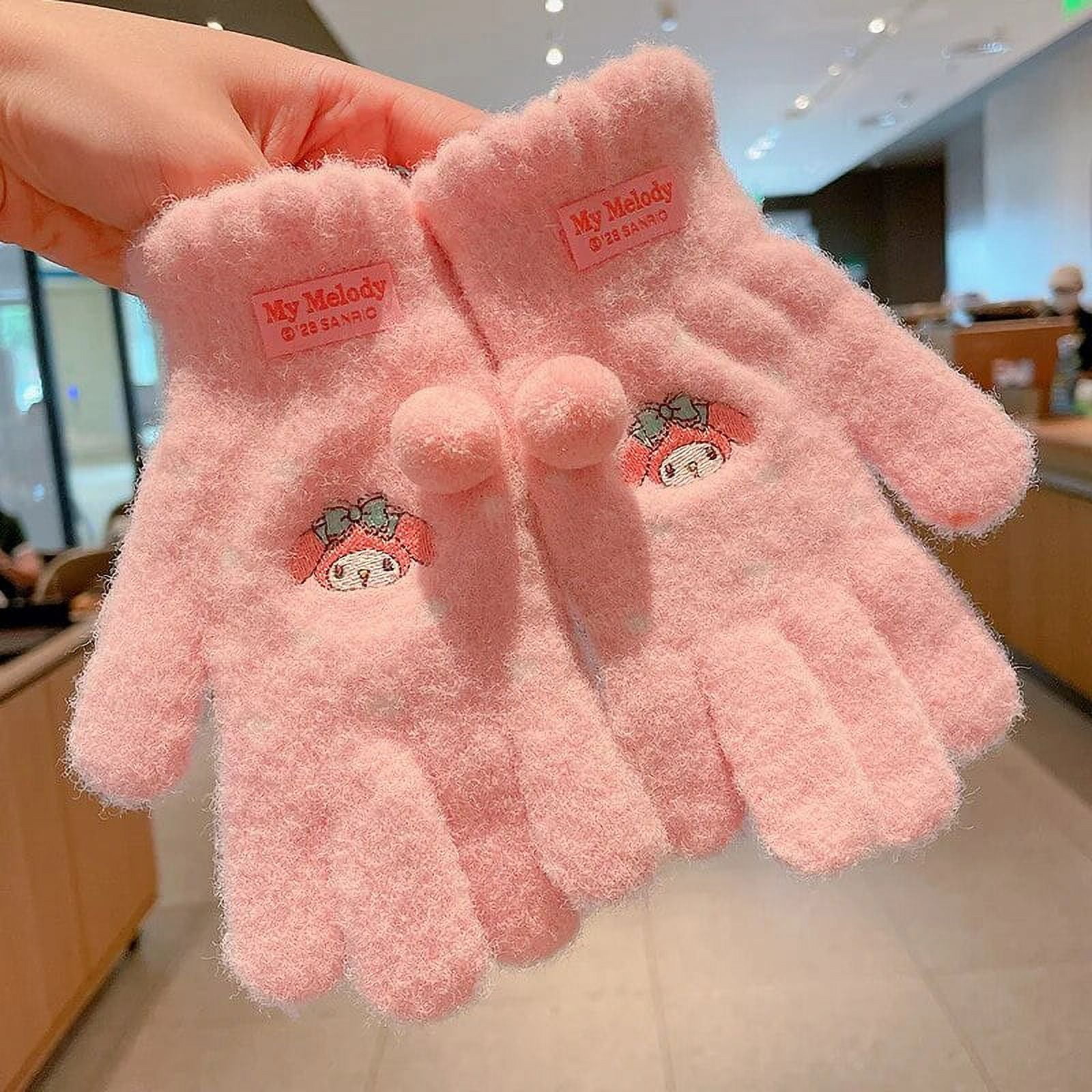 Kawaii Sanrio Plush Gloves Hellokitty Kuromi My Melody Cold-Proof ...
