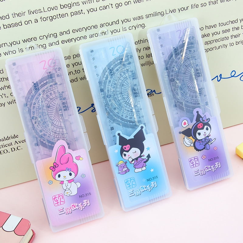 Kawaii Sanrio Ruler Set Hello Kittys Mymelody Kuromi Cute Anime Ruler ...
