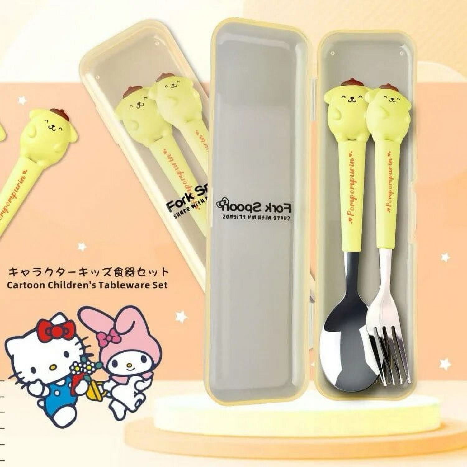 Kawaii Tableware Set Cartoon Hello Kitty Kuromi Cinnamoroll Spoon Fork ...