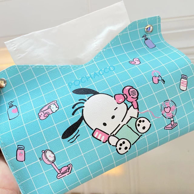 Kawaii Sanrio Tissue Case Anime Hello Kitty Tissue Bag Kuromi PU ...
