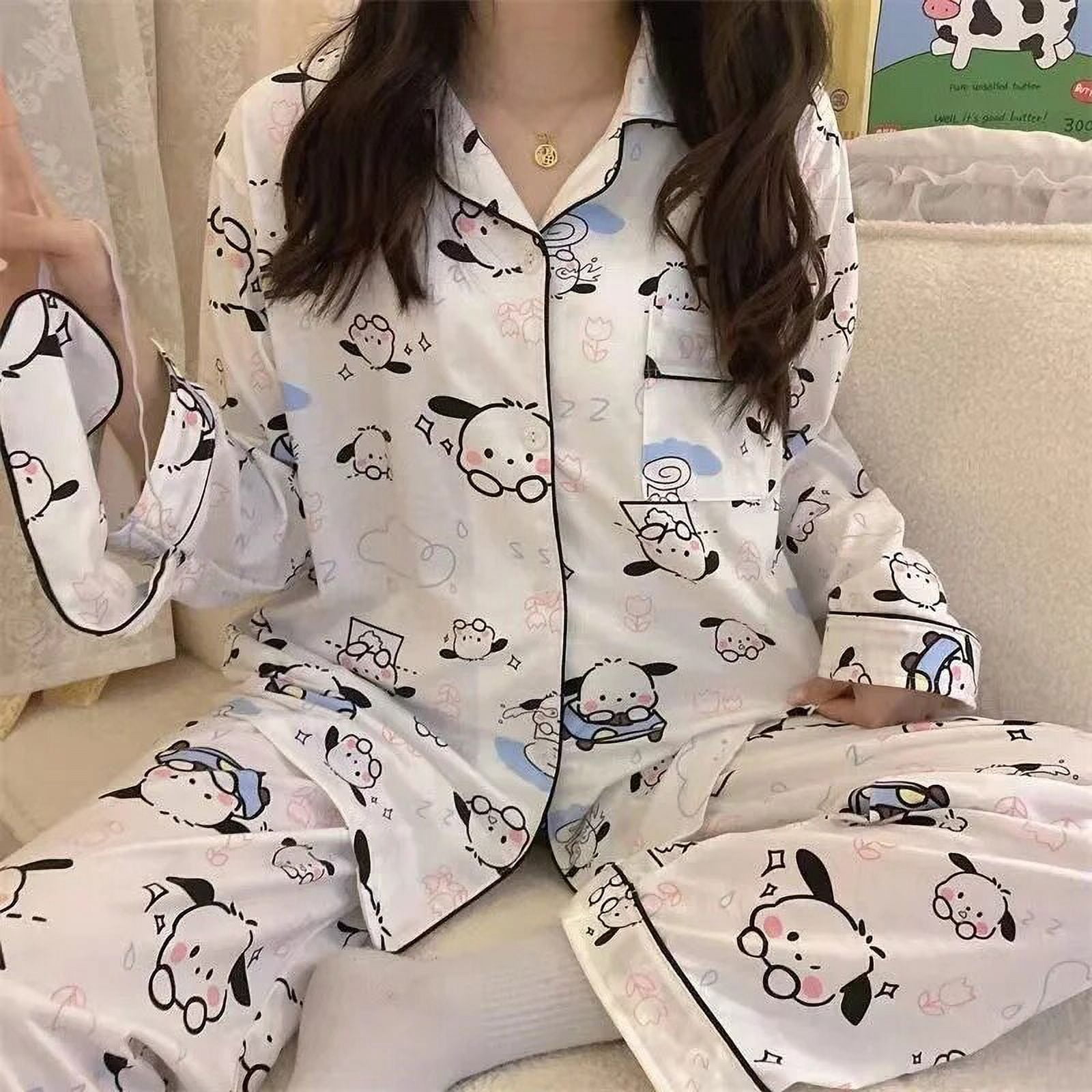 Kawaii Sanrio Women Pajamas For Women Cute Pochacco Anime Long Sleeve ...
