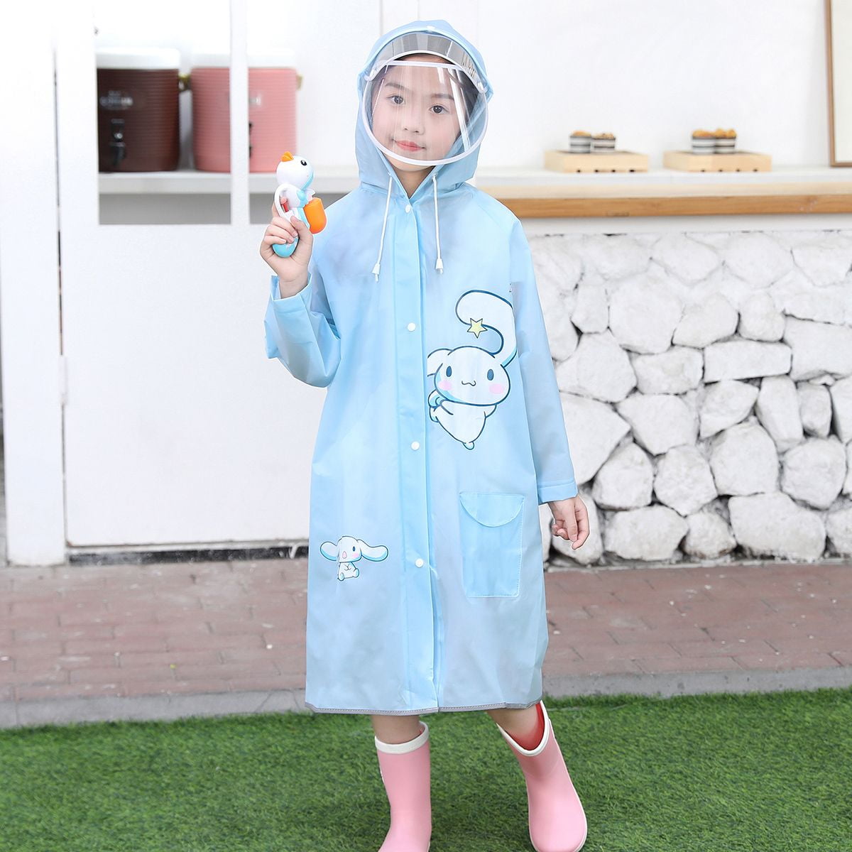 Kawaii Sanrioed Cinnamoroll Raincoat Girls 6 To 12 Years Old Cartoon ...