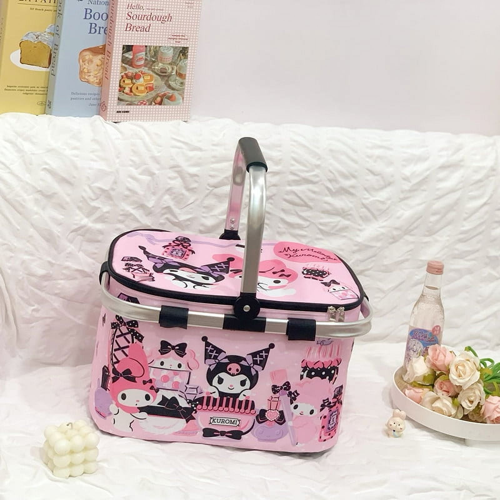 Kawaii Sanrioed Kuromi My Melody Hangyodon Picnic Basket Cute Cartoon ...