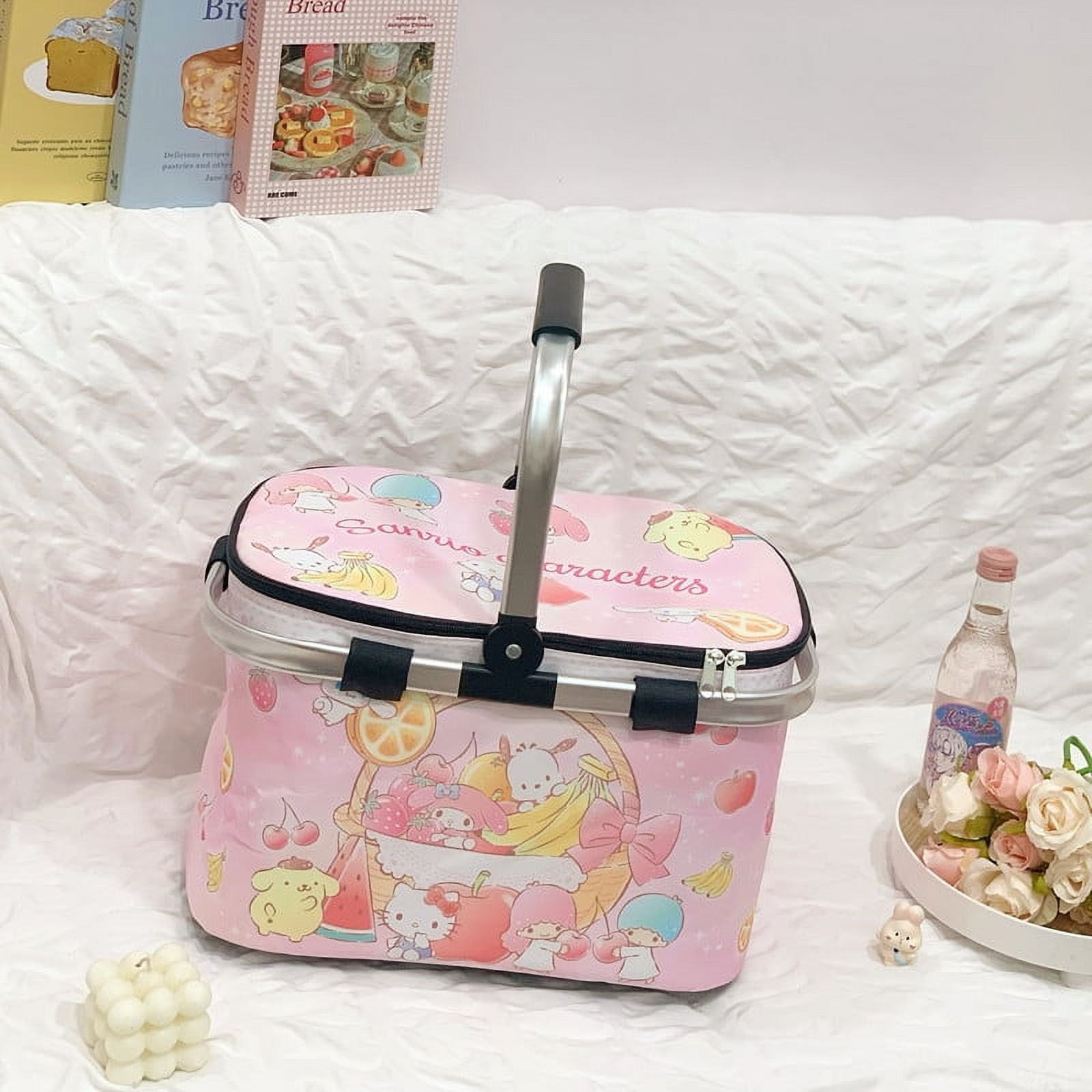 Kawaii Sanrioed Kuromi My Melody Hangyodon Picnic Basket Cute Cartoon ...