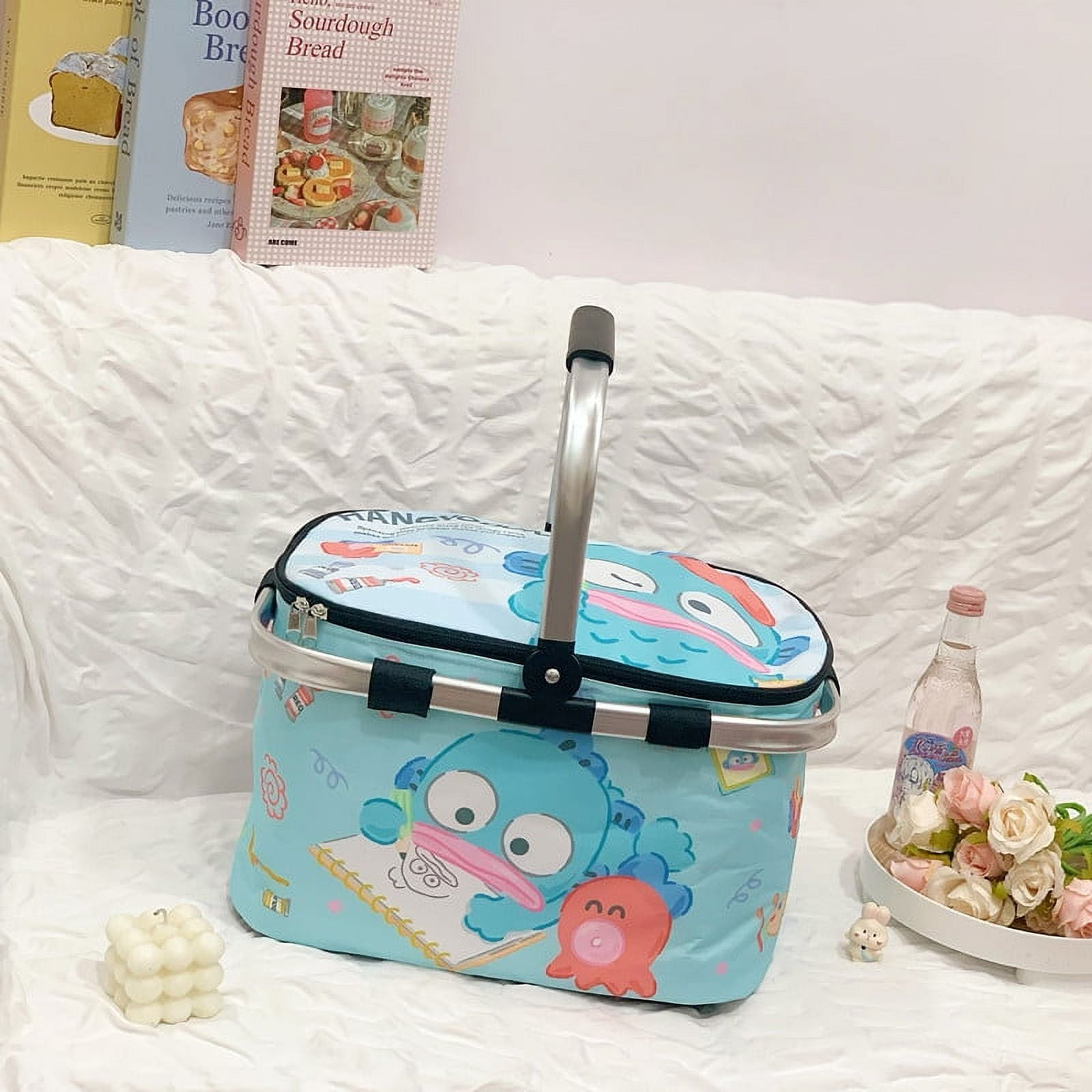 Kawaii Sanrioed Kuromi My Melody Hangyodon Picnic Basket Cute Cartoon ...
