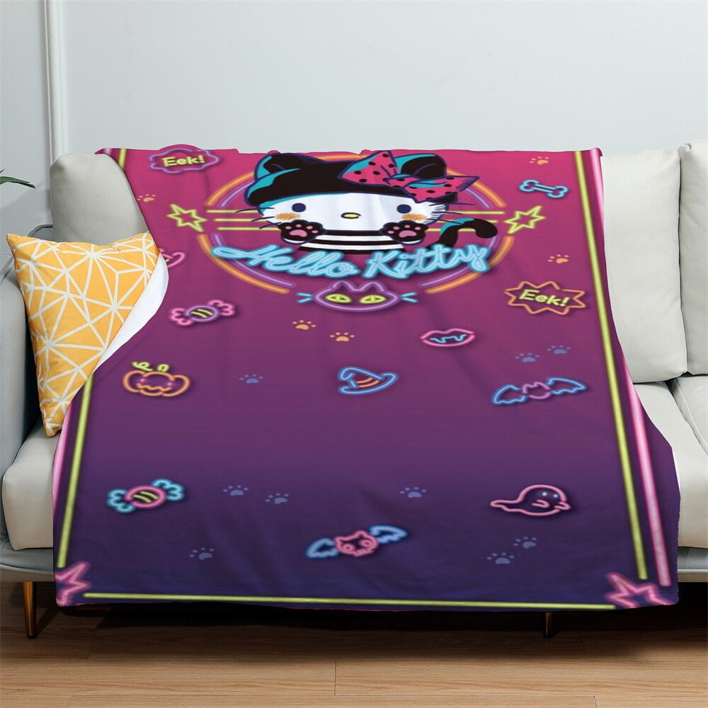 Kawaii Sanrios Hello Kittys Halloween Flannel Blanket Anime Kuromi ...