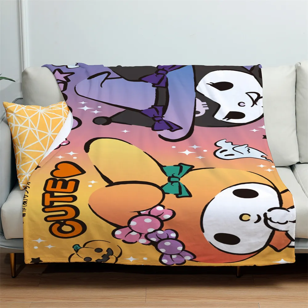 Kawaii Sanrios Hello Kittys Halloween Flannel Blanket Anime Kuromi ...