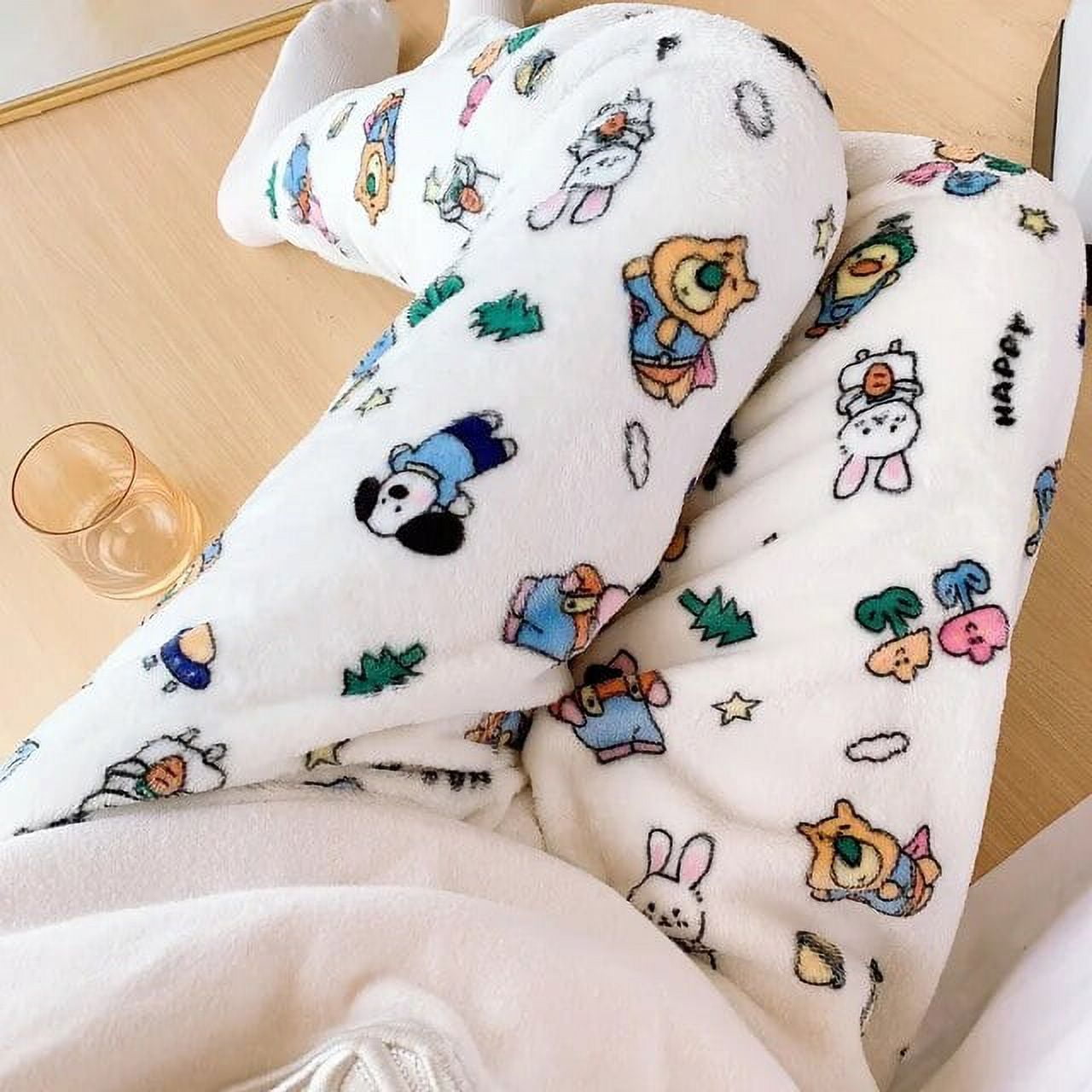 Kawaii Sanrios Hellokitty Pajamas Flannel Plush Pants Cartoon ...