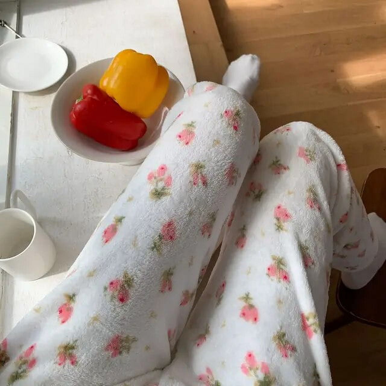 Kawaii Sanrios Hellokitty Pajamas Flannel Plush Pants Cartoon ...