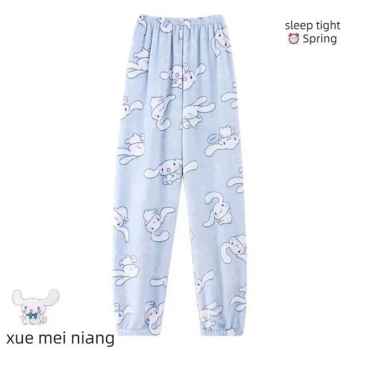 Kawaii Sanrios Hellokitty Pajamas Flannel Plush Pants Cartoon ...