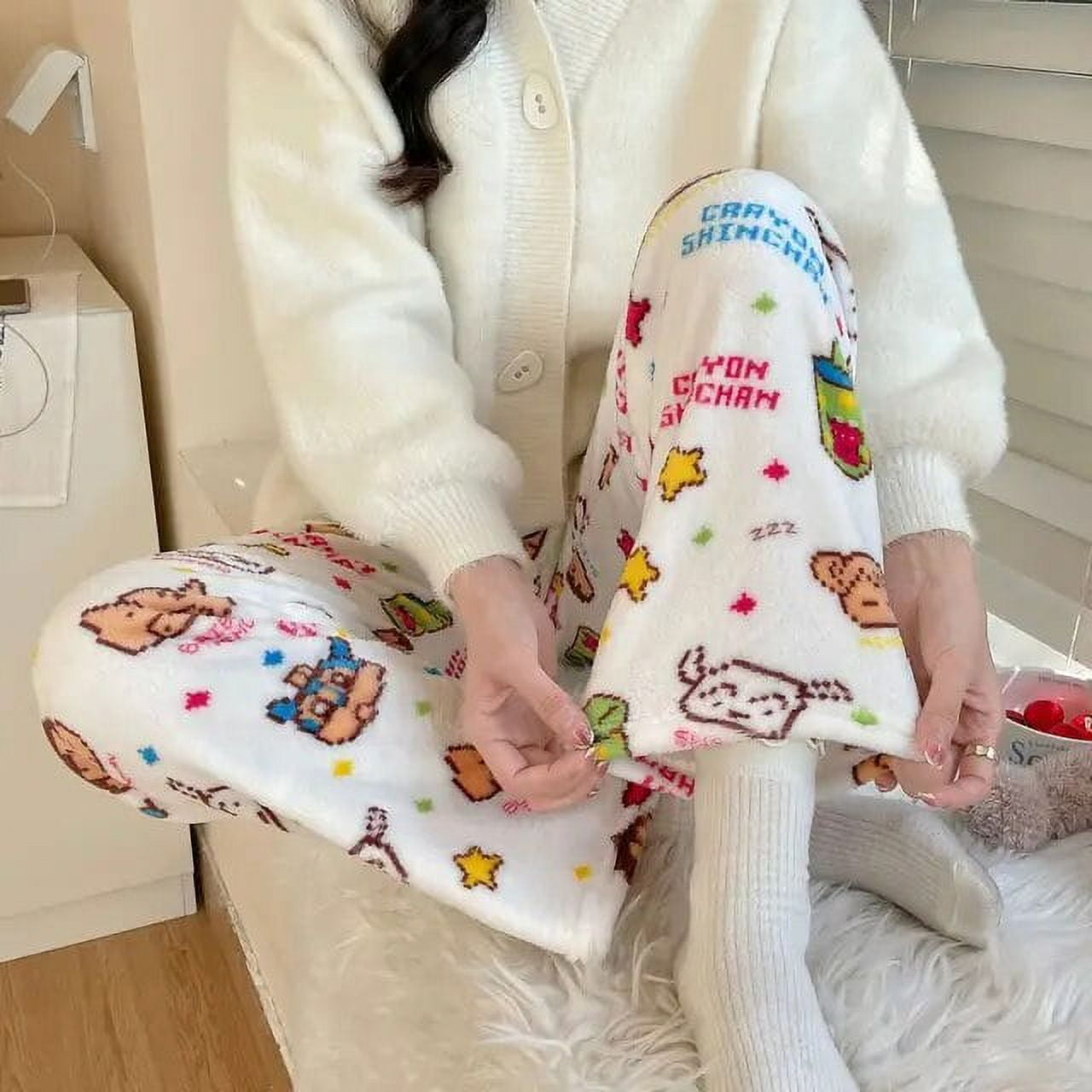 Kawaii Sanrios Hellokitty Pajamas Flannel Plush Pants Cartoon ...