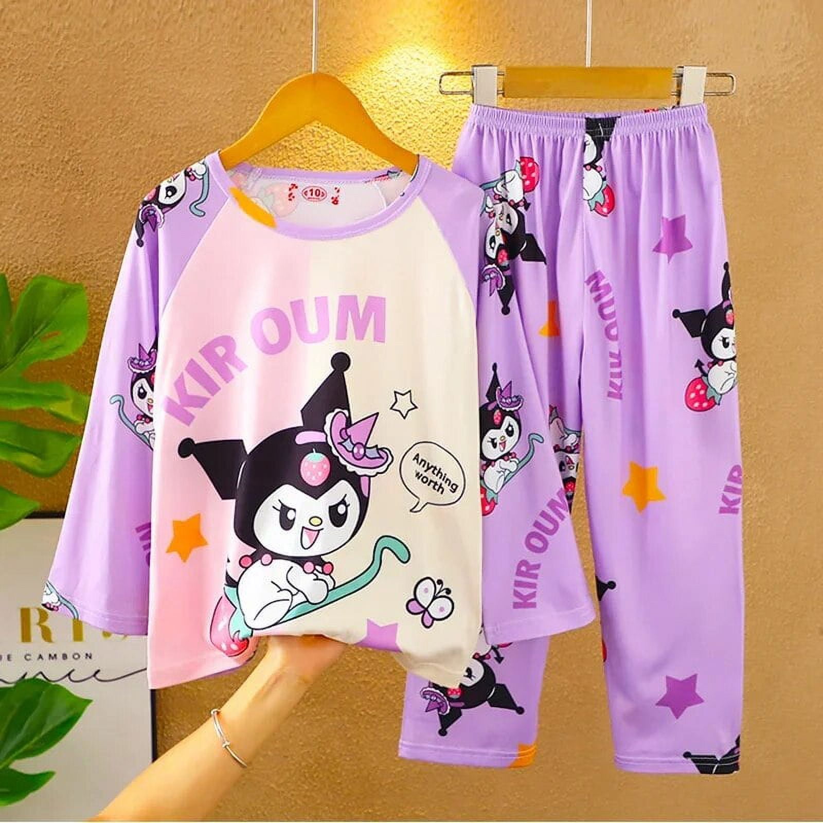 Kawaii Sanrios Kuromi Cinnamoroll Pochacco Children Milk Silk Pajamas ...