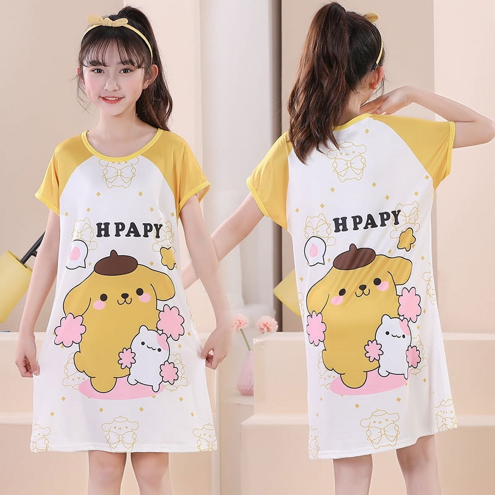 Kawaii Sanrios Nightgowns Kawaii Cartoon Cinnamoroll My Melody Kuromi KT Sleepwear Home Soft ...