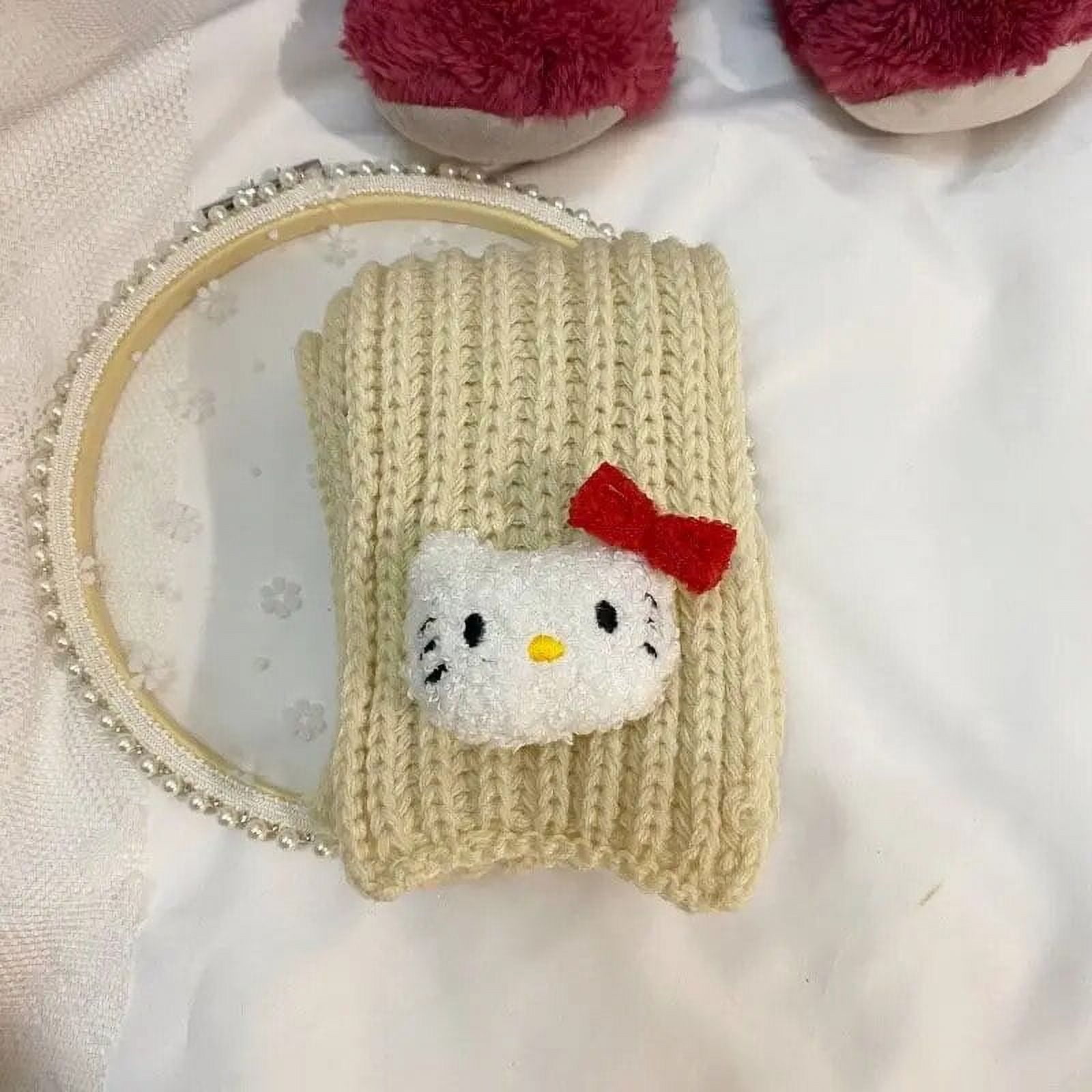 Kawaii Sanrios Winter Knitting Thermal Scarf Fashion Outdoor Warmer ...