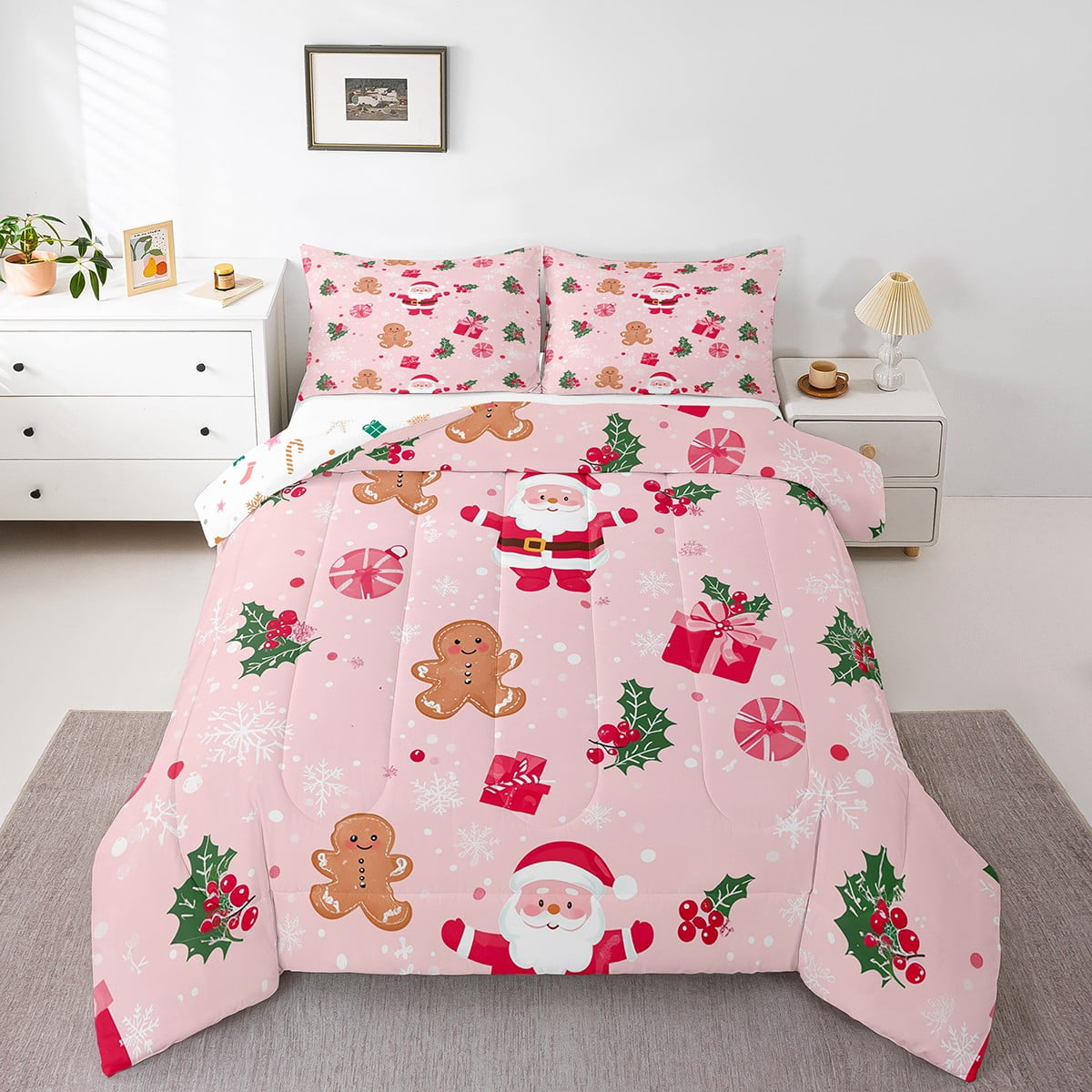 Erosebridal Kawaii Santa Claus Bedding Set For Kids Girls Teen,Pink ...