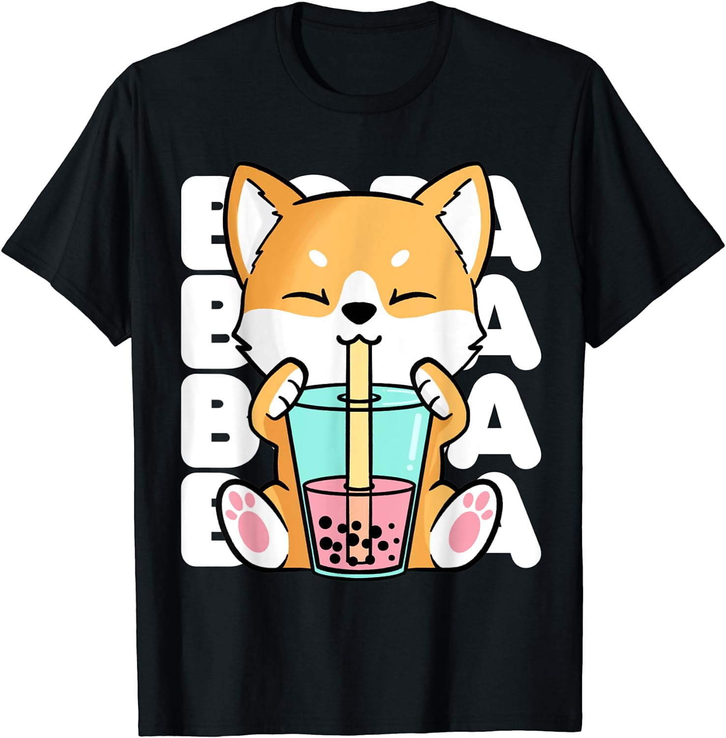 Kawaii Shiba Inu Dog Bubble Tea Boba Anime Neko Japan T-Shirt - Walmart.com