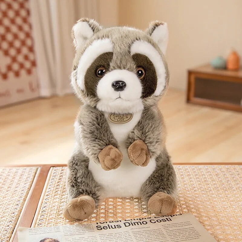 Kawaii Simulation Raccoon with Bells Cloak Plush Toy Cute Lifelike ...