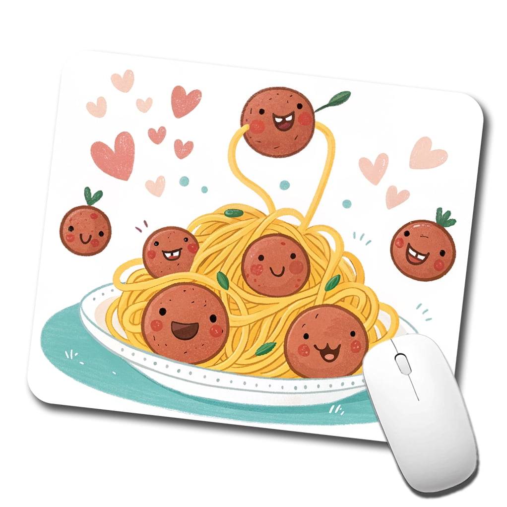 Kawaii Spaghetti And Meatballs Pasta Mouse Pad Low Profile Gaming Mat ...
