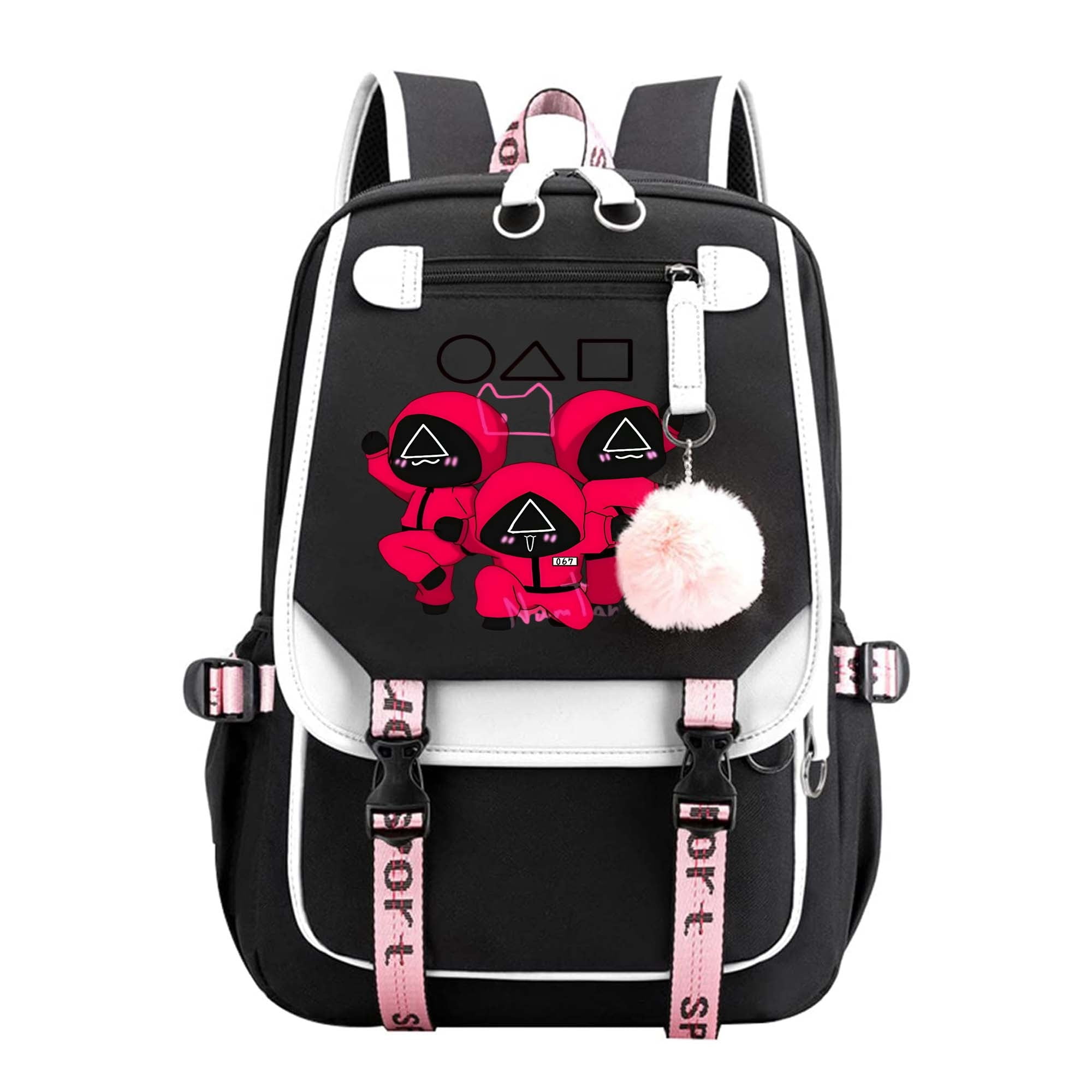 Kawaii Squid Gameh Backpack with Cute Accessories Casual Aesthetic ...
